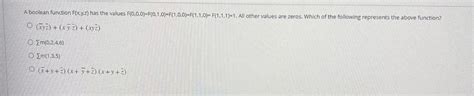 Solved A Boolean Function Fxyz Has The Values