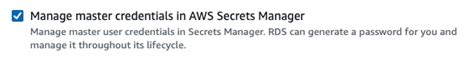 amazon rds how do i use cdk to create an rds with master credentials managed by aws secrets