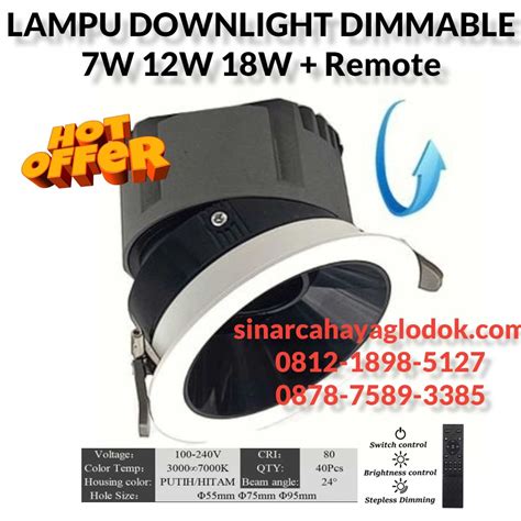 Lampu Downlight LED DIMMABLE Remote Sinar Cahaya
