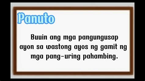 Pang Uring Pahambing Youtube