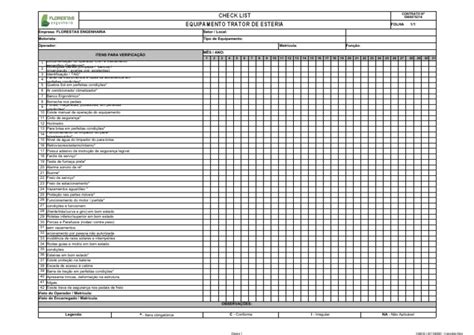 Check List Trator De Esteira Pdf Trator Veículos