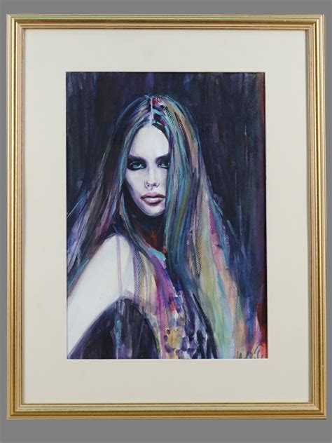 Картина в раме Н Павлова «Девушка с распущенными волосами бумага акварель 33 5 × 23 5см