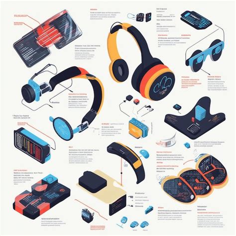 Isometric Illustration Of Different Types Of Headphones And Audio Devices Connected With Lines