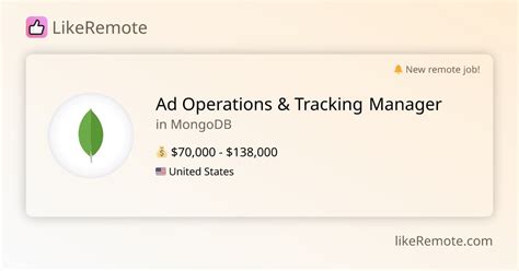 📩 Ad Operations And Tracking Manager At 🏢 Mongodb Salary 💰70000