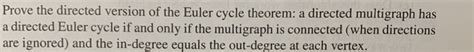 Solved Prove The Directed Version Of The Euler Cycle