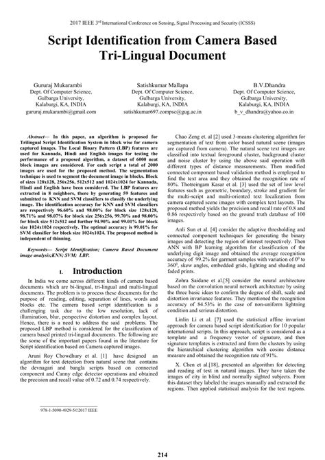 pdf script identification from camera based tri lingual document