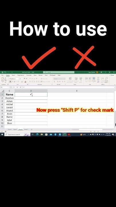 How To Use Tick And Cross Mark In Excel Check And Cross Mark In Excel Excellearn Exceltech