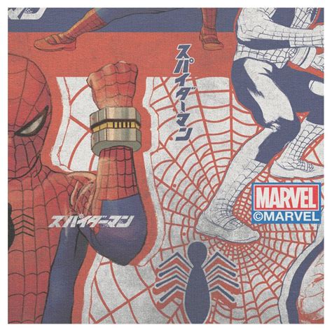 Spider Man Japan Heroic Pose Pattern Fabric Spiderman Man Japan