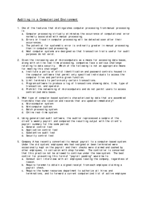 At 7 Auditing In Computerized Environment Pdf Audit Computer Program