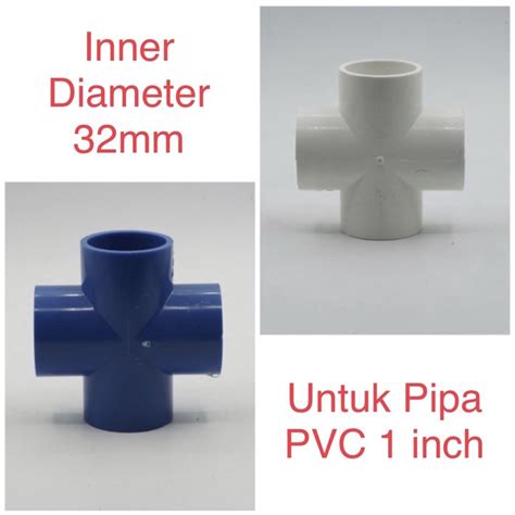 Jual Fitting Way Arah Tee Cross White Inner Diameter Mm For Pipa Pvc Inch Hidroponik