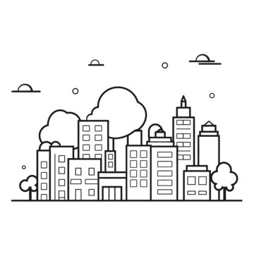 Very Simple Line Drawing Of A City Outline Sketch Vector City Drawing