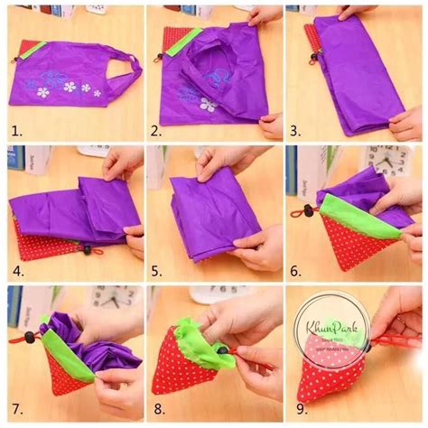 ถุงช้อปปิ้ง ถุงพับเก็บได้ ถุงผ้าลายสตอเบอรี่ ใช้เอง ซื้อฝากเพื่อน หรือให้เป็นของขวัญเพื่อนใน