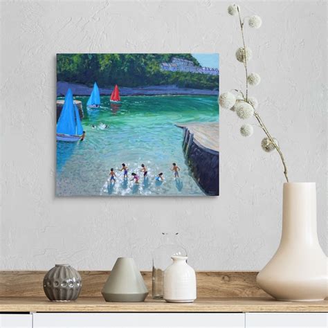 Skimming Stones Looe Cornwall 2018 Wall Art Canvas Prints Framed