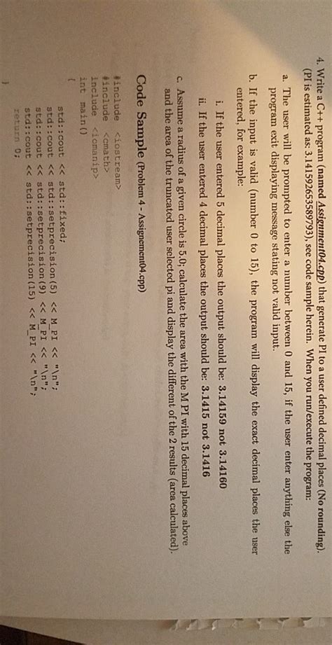 Solved 4 Write A C Program Named Assignment04cpp That