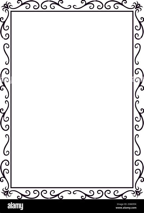 Decorative Vintage Border With Elegant Swirls And Curls Framing An Empty White Space Perfect