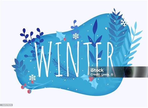 안녕하세요 겨울 배경에 Leafs 평면 디자인 현대 벡터 일러스트 레이 션 개념입니다 0명에 대한 스톡 벡터 아트 및 기타 이미지 0명 12월 1월 Istock