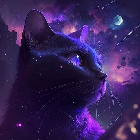 Black Cat With Purple Eyes