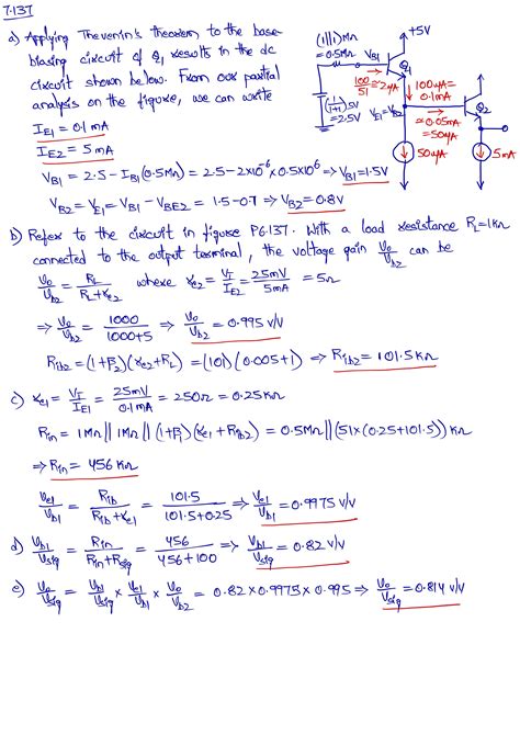 7 137 For The Follower Circuit In Fig P7 137 Let Transistor Q1 Have β 50 And Transistor Q2