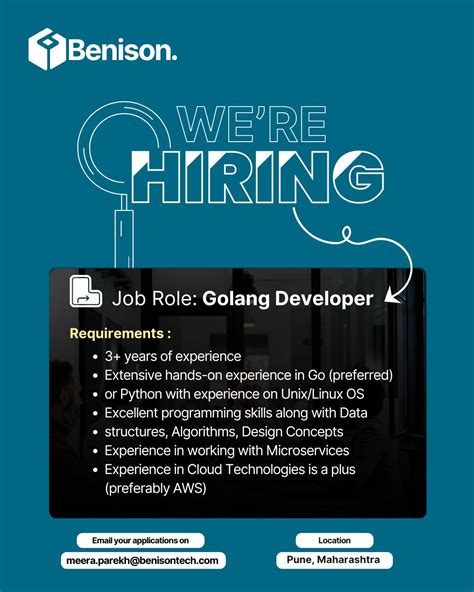 Golang Hiring Techcareers Microservices Cloudengineering Punejobs Benison