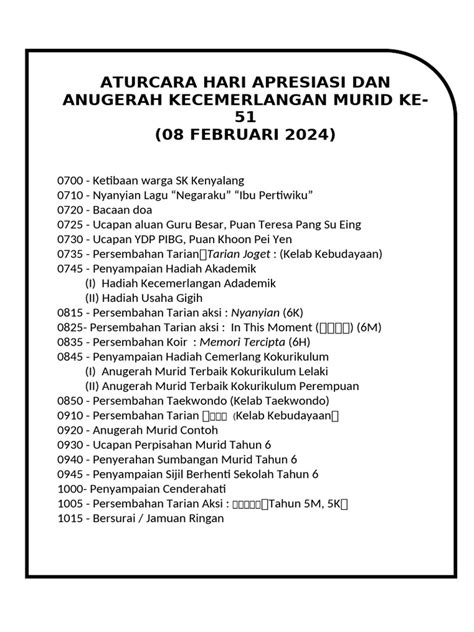 Aturcara Hari Apresiasi Dan Anugerah 2024 Pdf