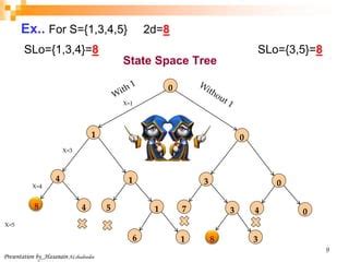 Sum Of Subsets Problem By Backtracking Ppt Science
