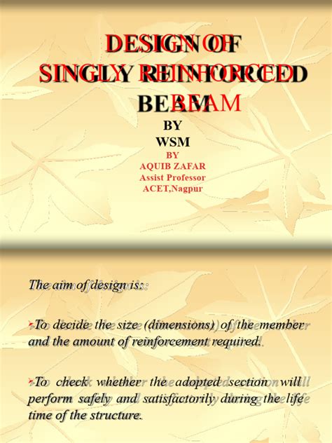 Design Of Beam By Wsm For Reference Final Pdf Beam Structure Bending
