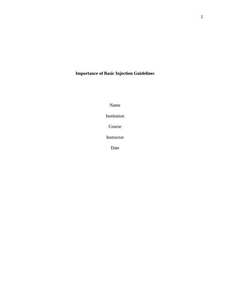 Importance Of Basic Injection Guidelines Pdf Injection Medicine