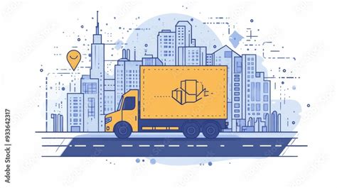 Automated Logistics Dispatch And Delivery Scheduling System With Flat Design Showcasing