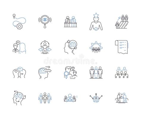 Team Management Outline Icons Collection Teamwork Cooperation