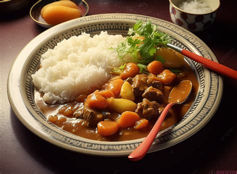 Japanese Beef Curry Recipe Background Rice Bowl Rice No People