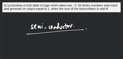 Q1adevelop A Truth Table Of Logic Which Takes Two 2 Bit Binary Numbe