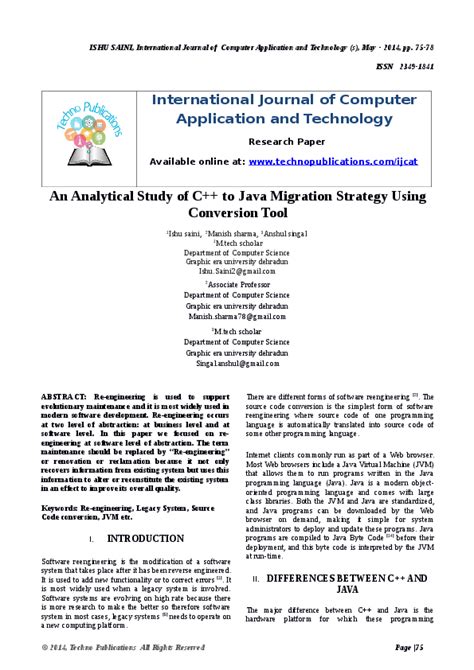 An Analytical Study Of C To Java Migration Strategy Using Conversion Tool