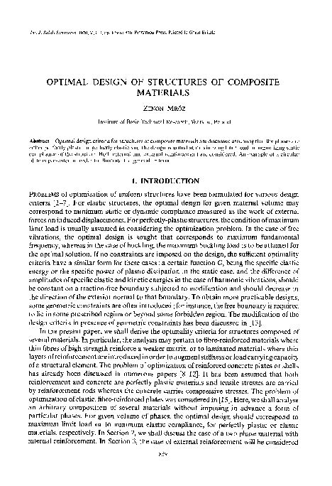 Pdf Optimal Design Of Structures Of Composite Materials