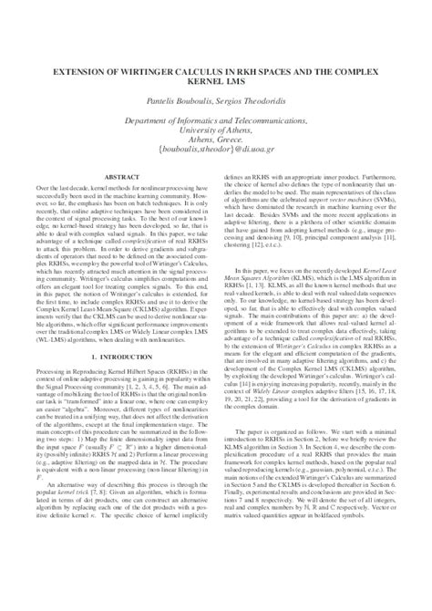 Pdf Extension Of Wirtinger Calculus In Rkh Spaces And The Complex