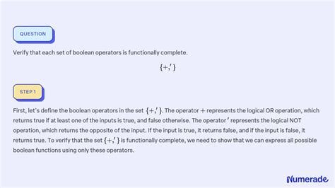 ⏩solvedverify That Each Set Of Boolean Operators Is Functionally