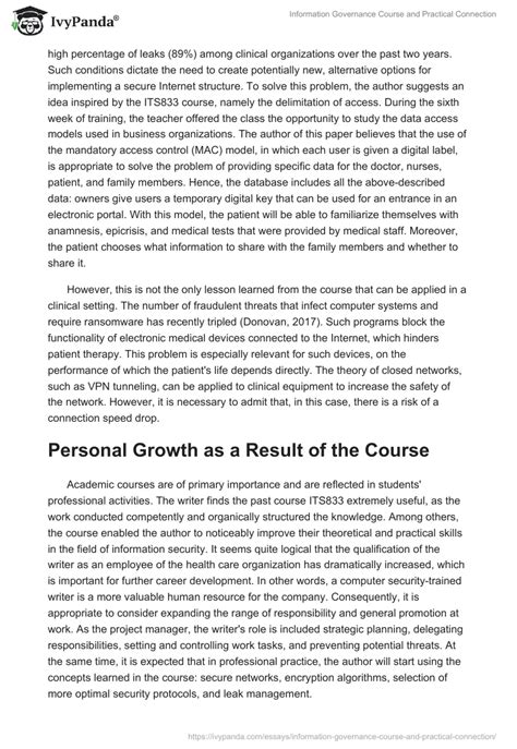 Information Governance And Practical Connection 890 Words Critical Writing Example