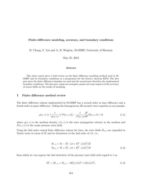 Finite Difference Modeling Accuracy And Boundary Conditions Arthur