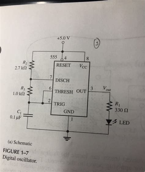 Solved 5 0 V 555 64 RESET Vcc 2 7kl3 DISCH Our 1 0 K 12 Chegg Com