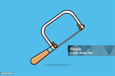 대처 톱 목공 도구 벡터 그림입니다 건설 작업 장비 수리 도구 아이콘 개념입니다 수리 건설 및 유지 보수 벡터 설계를 위한 수공구 D 자형 실톱에 대한 스톡 벡터 아트 및