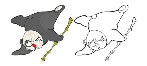 당신이 디자인 및 컴퓨터 게임에 대 한 귀여운 만화 캐릭터 팬더의 벡터 일러스트 레이 션 색칠 하기 책 개요 세트 곰에 대한