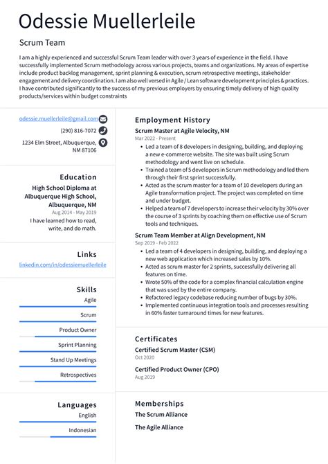 Scrum Master Resume Example And Writing Guide Resumelawyer