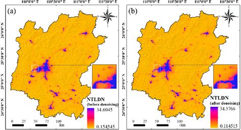 Maps Of Urban Vulnerability Factors A Before Denoising B After
