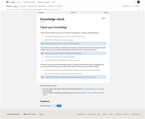 Cant Submit Knowledge Check In Introduction To Azure Cloud Shell