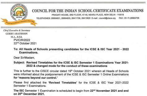 Icse Revised Time Table Out Check Exam Date Details Tamilan Jobs