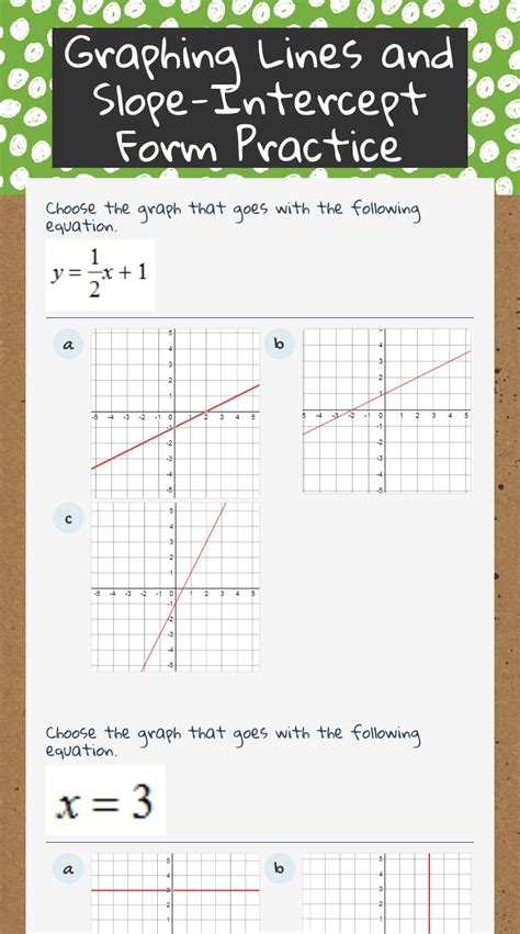 Slope Intercept Form Worksheet