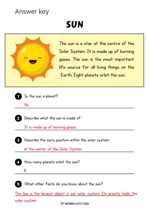 The Sun Worksheets Worksheetsgo