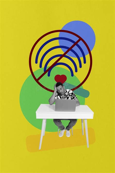 Composite Trend Artwork Sketch Image Collage Of Wifi Internet Wireless Browsing Broken Forbidden