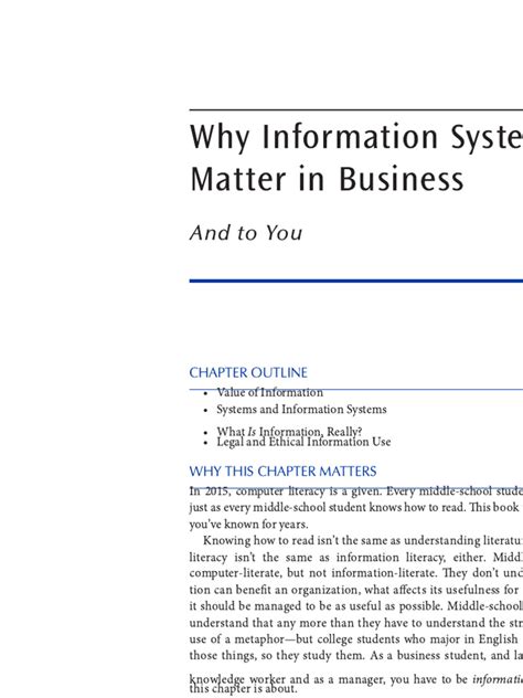 Chapter 1 Why Information Systems Matter In Business And To You 1 7 Information