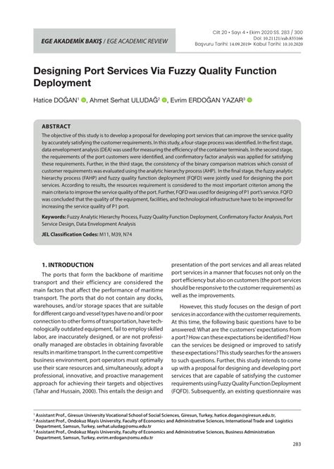pdf designing port services via fuzzy quality function deployment