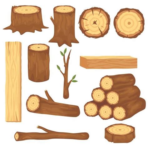 Free Vector Variety Of Wood Logs And Trunks Flat Pictures Set Madera Dibujo Cuadros De